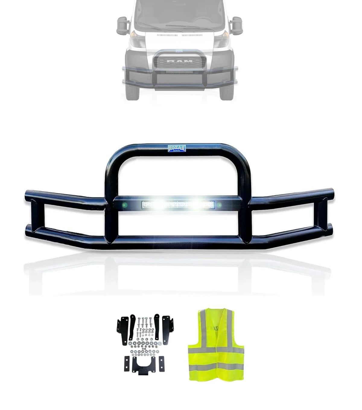 3" Grille Guard with LED Bar 2014-2022 Dodge RAM ProMaster | Kozak Parts