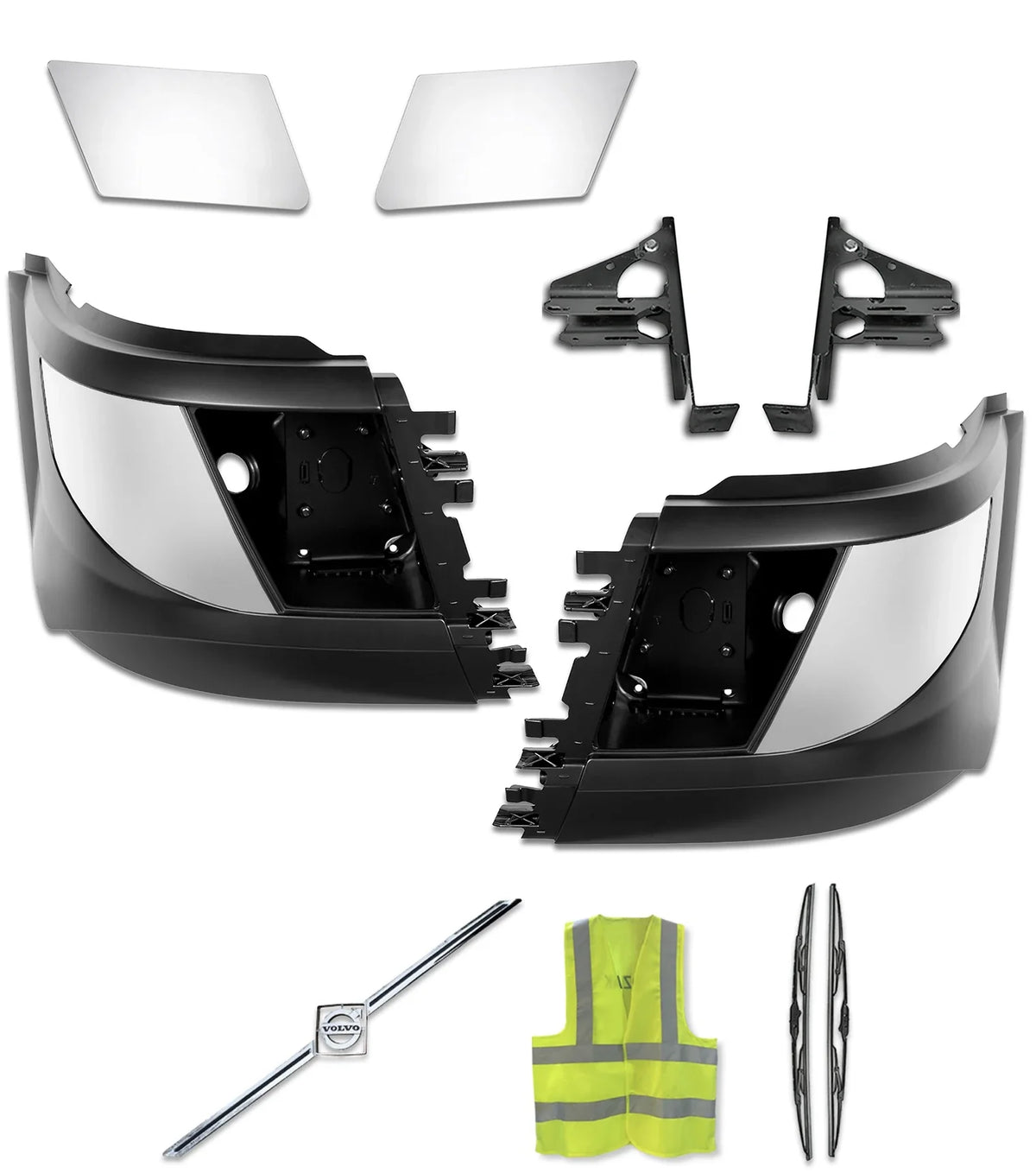 Bumper Corners w/ Fog Holes w/Chrome Trims & Brackets Set 2016-2017 Vo ...